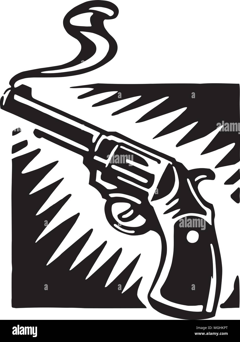 Smoking Gun - Retro Clipart Illustration Stock-Vektorgrafik - Alamy