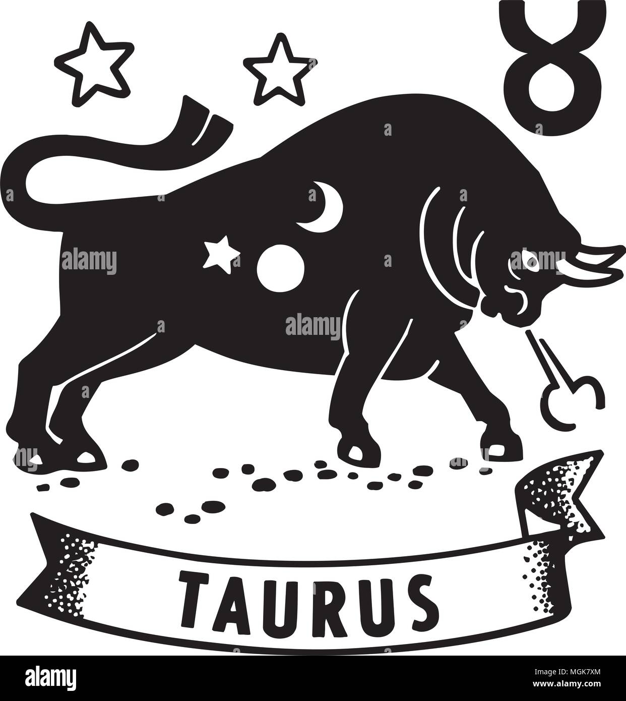 Taurus - Retro Clipart Illustration Stock-Vektorgrafik - Alamy