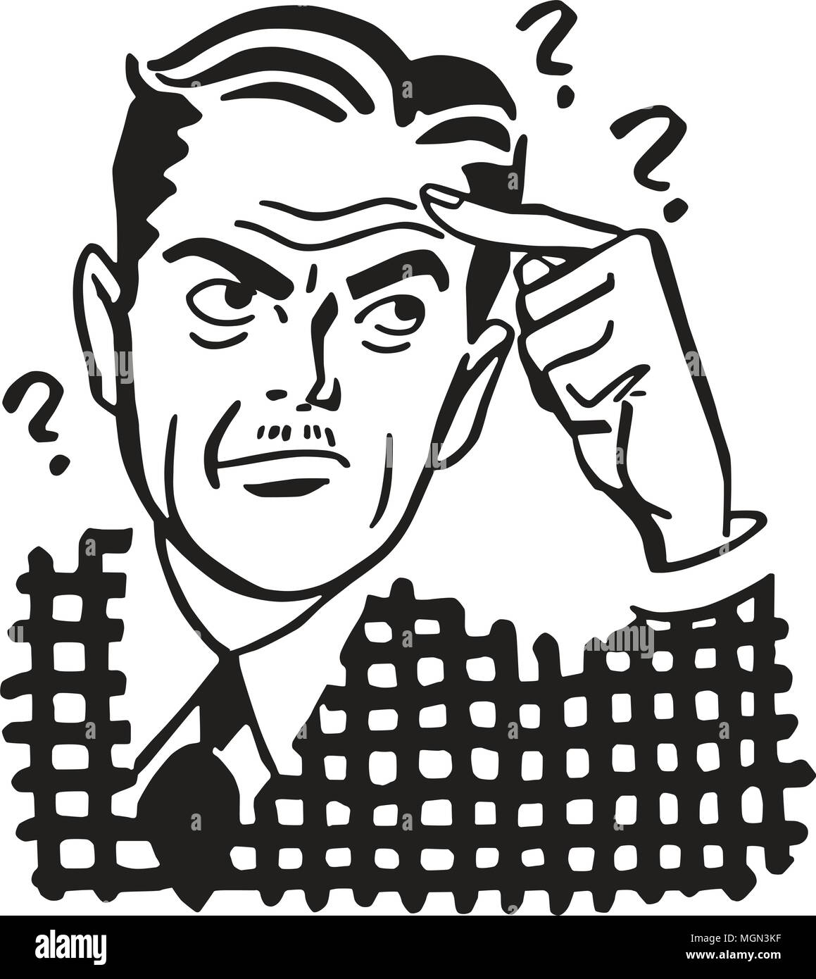 Denken Mann - Retro Clipart Illustration Stock-Vektorgrafik - Alamy