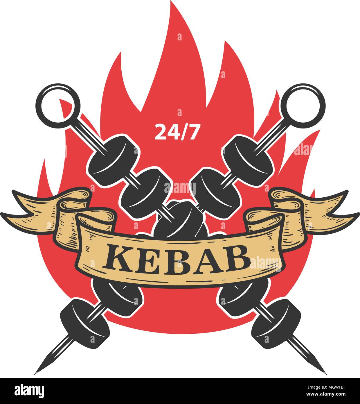 Kebab emblem Vorlage. Fast food. Design Element für Logo, Label, Emblem ...