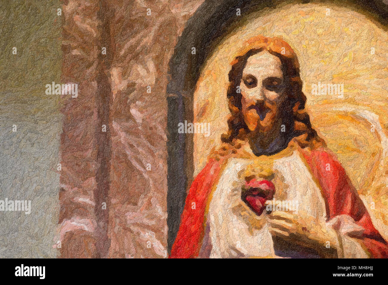Sacred heart jesus illustration -Fotos und -Bildmaterial in hoher Auflösung – Alamy
