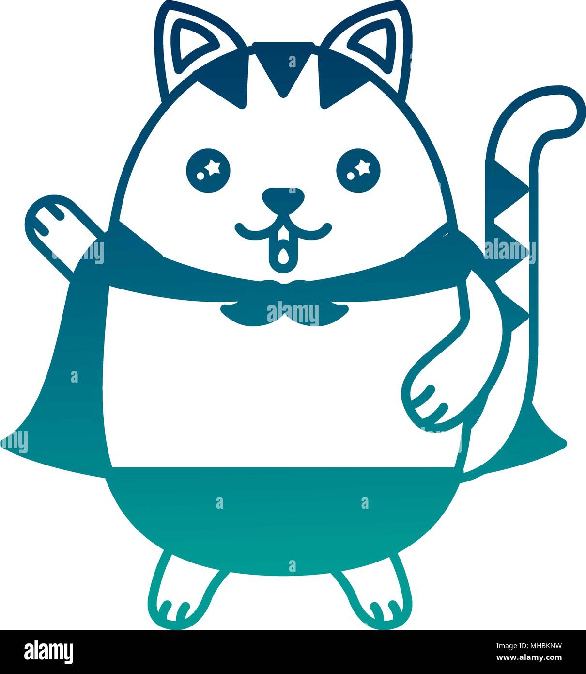 Niedlich kawaii kitty Cartoon tragen Kap Vector Illustration Stock ...