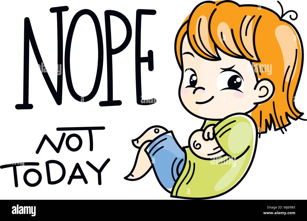 Nein, heute nicht. Cute cartoon Kinder. Vektor und Illustration Stock ...