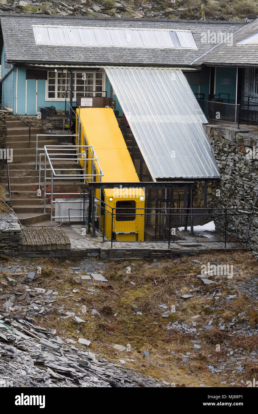 Llechwedd Slate Caverns tiefe Grube Zug als die steilste Standseilbahn ...