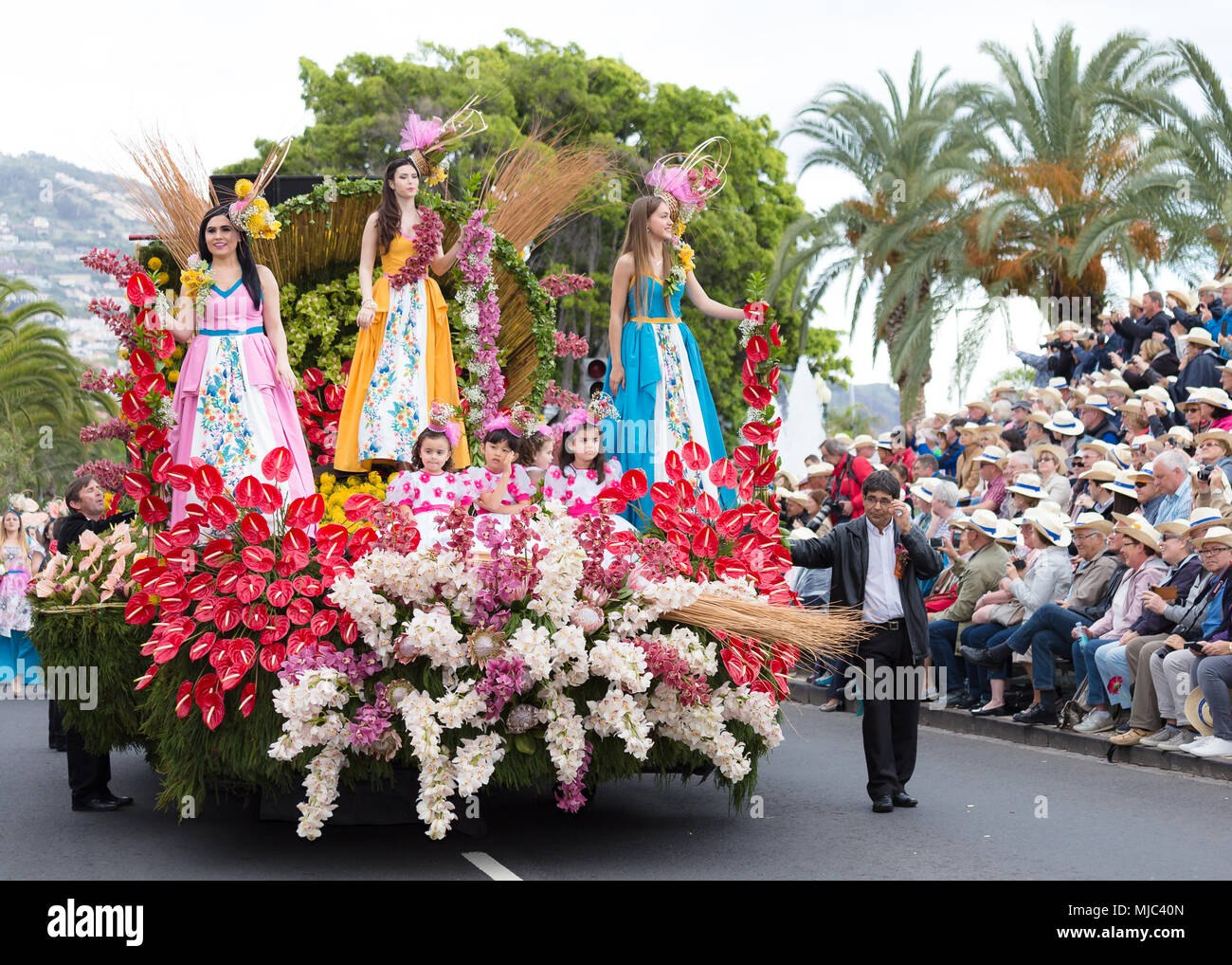 Parade der Madeira Blumenfest oder 'Festa da Flor" in Funchal, Madeira ...