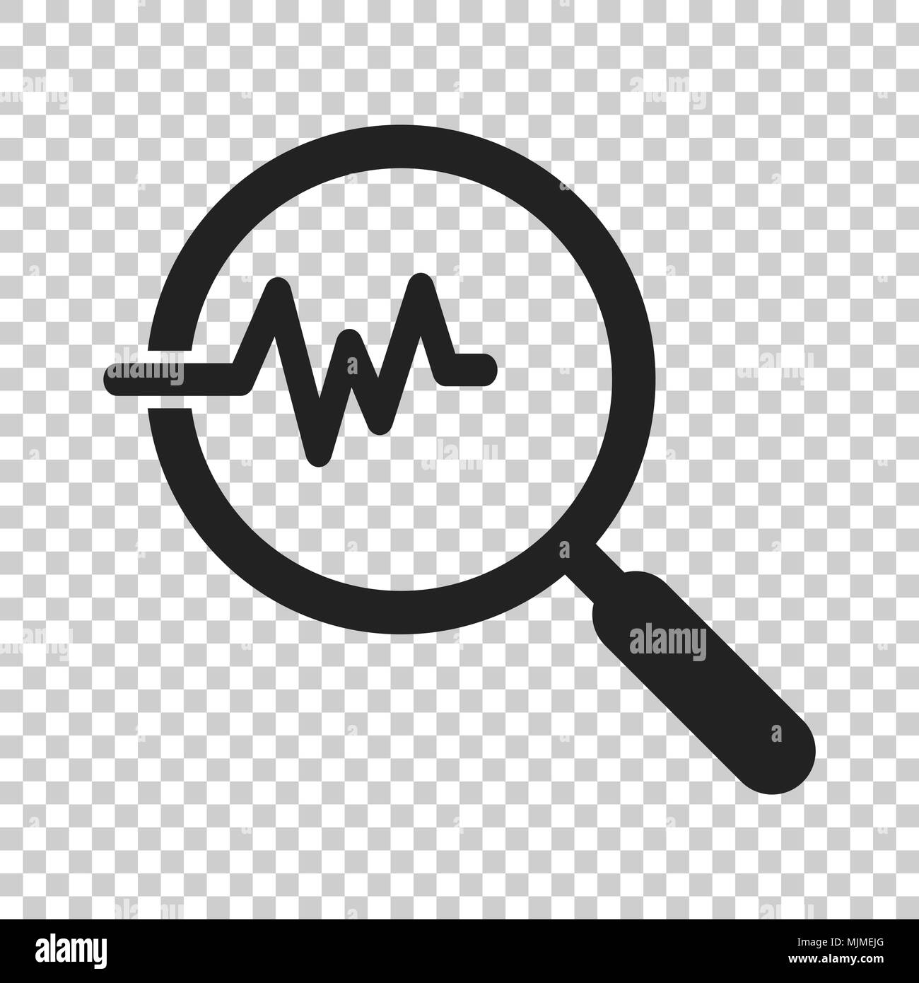 Symbol Vergrößerungsglas mit Impuls. Vector Illustration auf isolierte ...