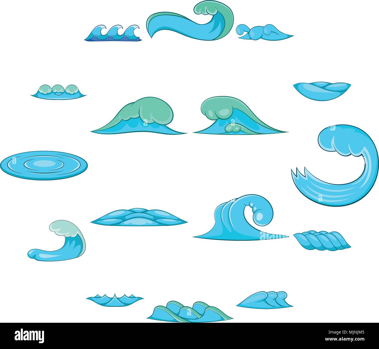 Wellen-Icons set, cartoon-Stil Stock-Vektorgrafik - Alamy