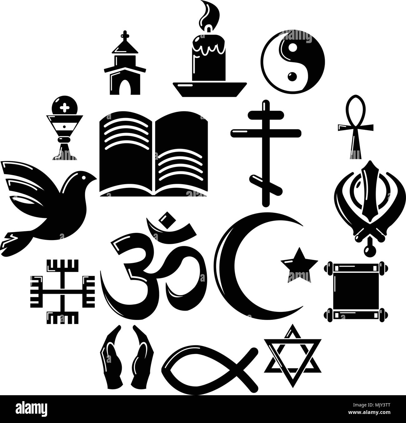 Religion-Symbole-Set, einfachen Stil Stock-Vektorgrafik - Alamy