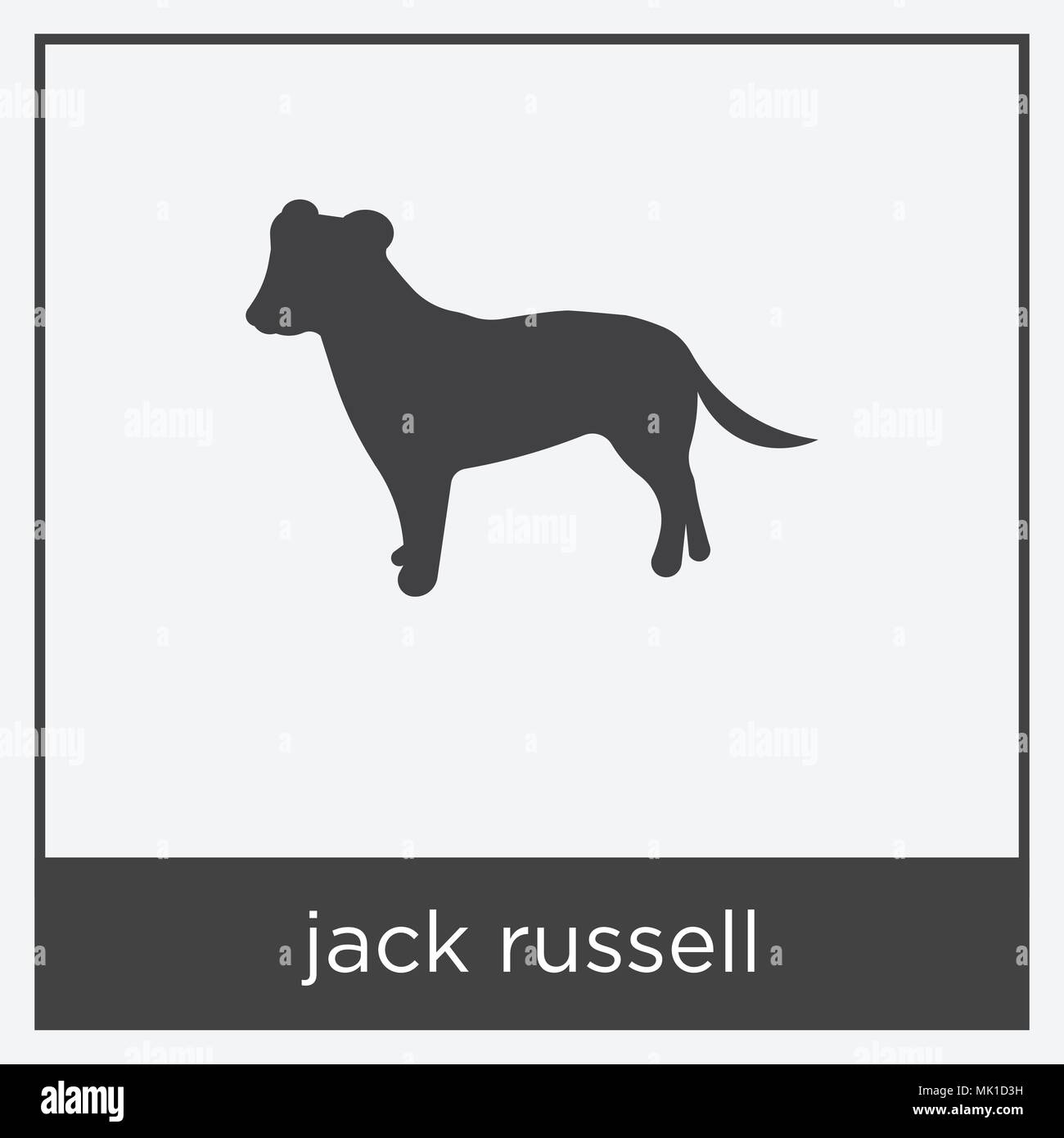 Jack Russell Symbol auf weißem Hintergrund mit grauen Rahmen, Zeichen ...