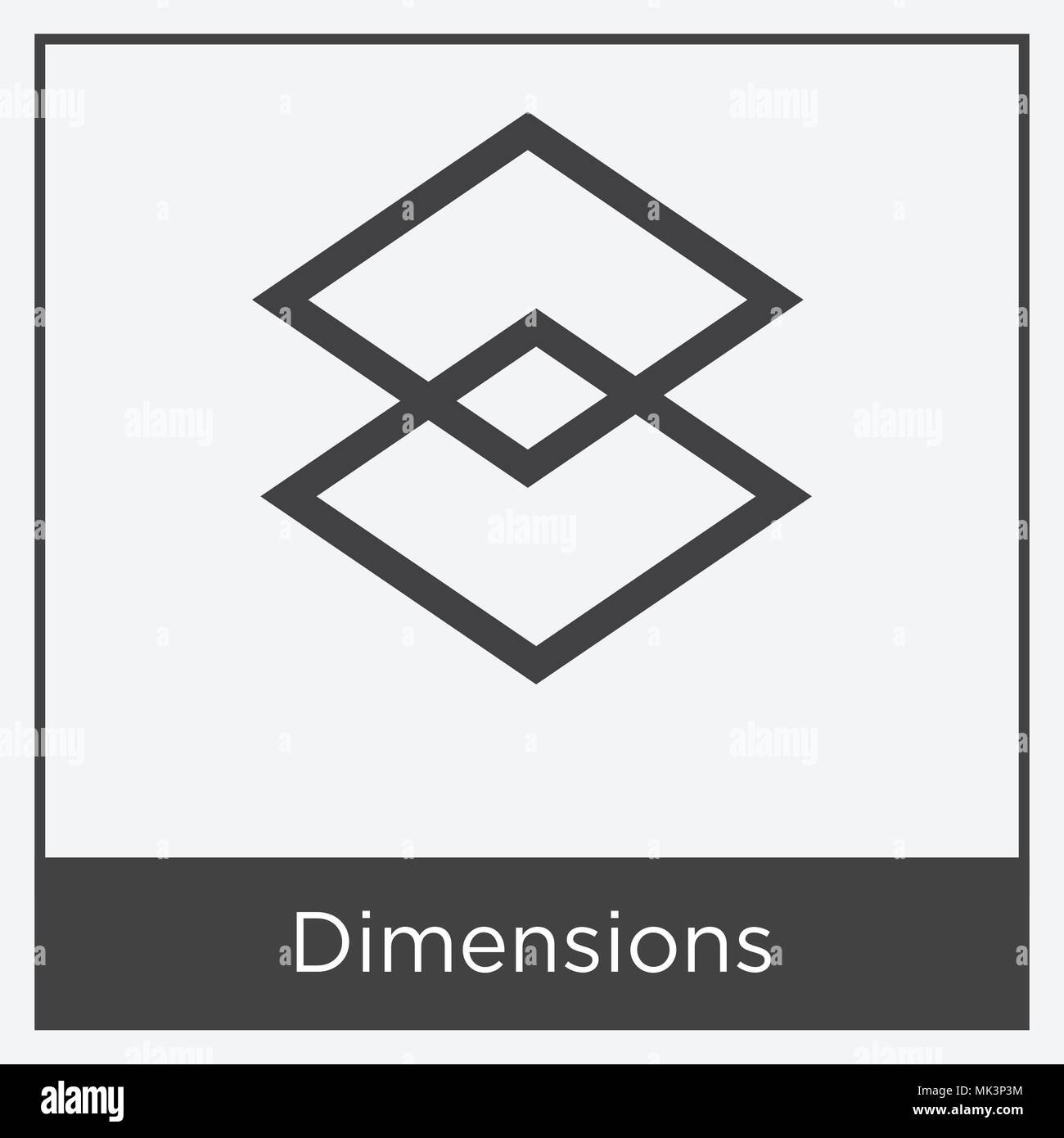 Abmessungen Symbol auf weißem Hintergrund mit grauen Rahmen, Zeichen ...