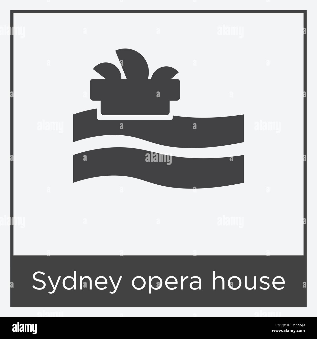Sydney Opera House Symbol auf weißem Hintergrund mit grauen Rahmen ...