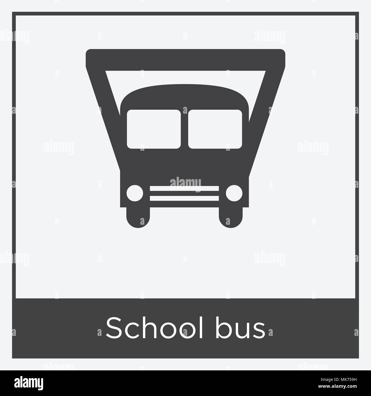 School Bus Symbol auf weißem Hintergrund mit grauen Rahmen, Zeichen und ...