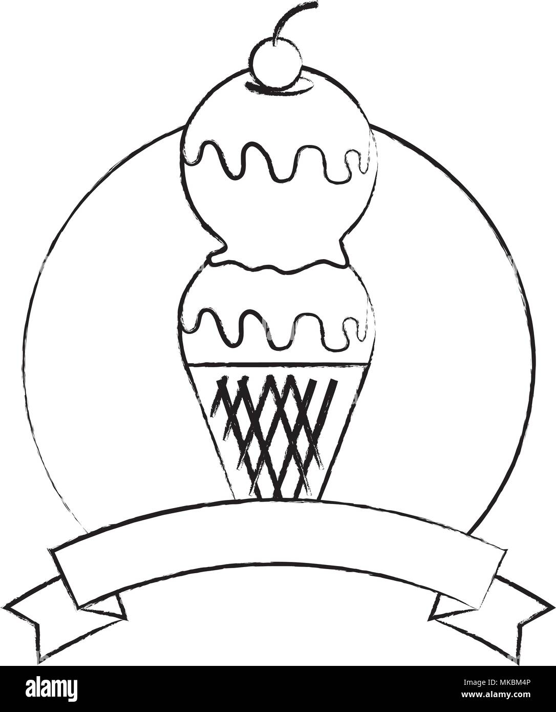 Skizze von Emblem mit Eis Symbol auf weißem Hintergrund, Vector ...