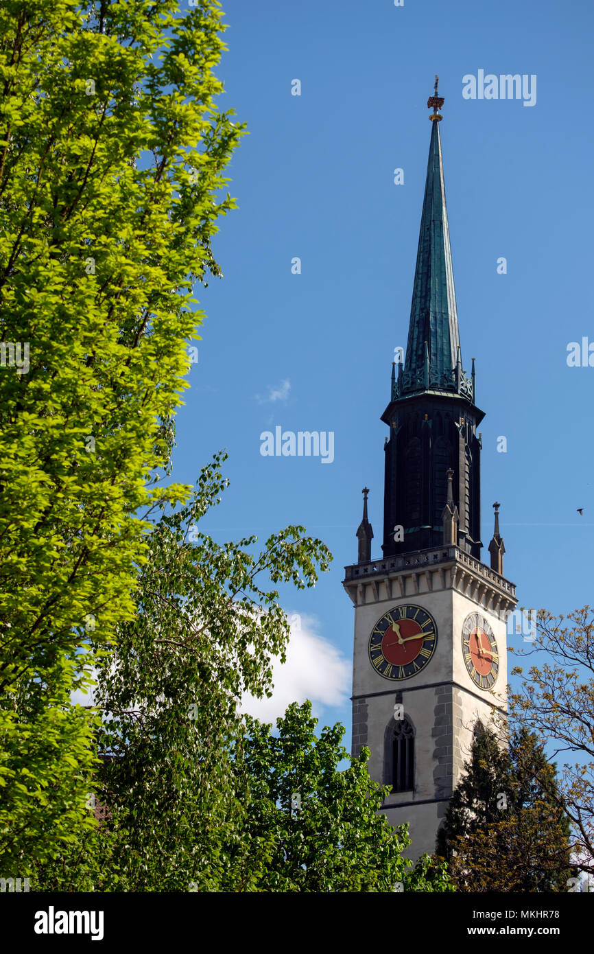 St. Jakob Kirche Turm in Cham, Schweiz, Europa Stockfotografie - Alamy