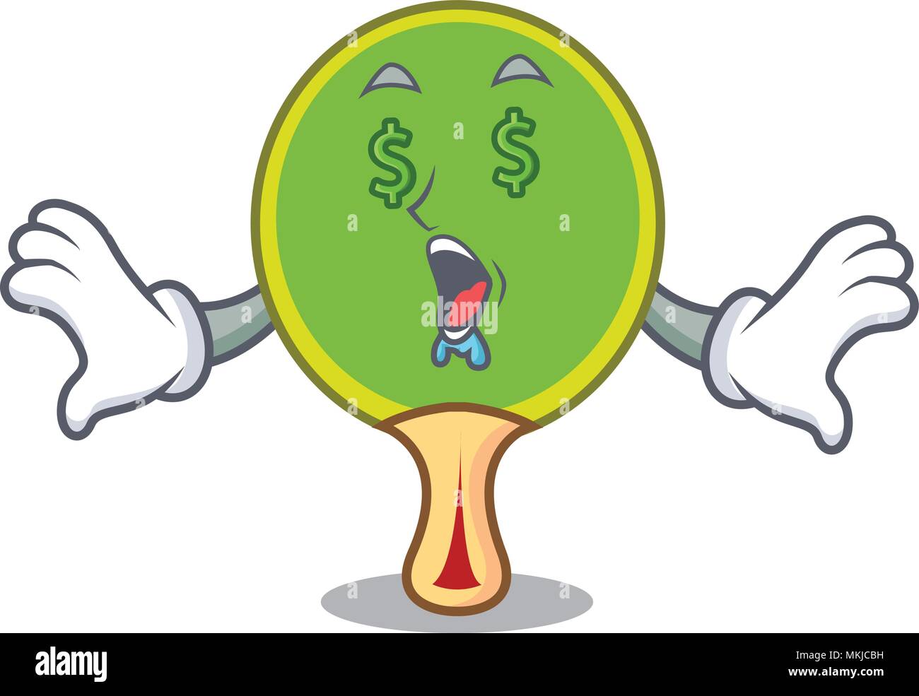 Geld Auge ping pong Schläger Maskottchen Karikatur Stock-Vektorgrafik ...