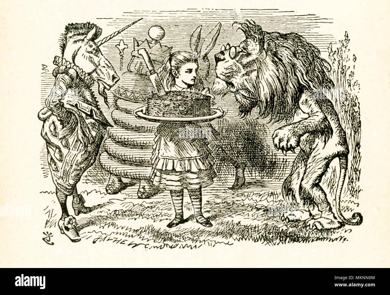 Diese Abbildung von Alice und das Einhorn und Lion ist durch das ...