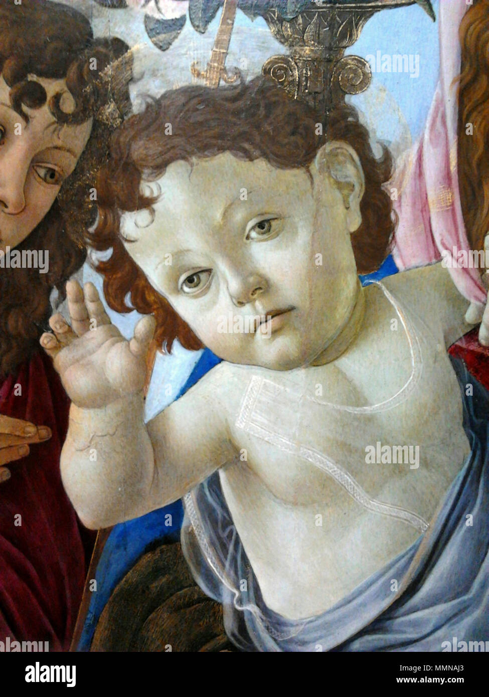 Madonna mit Kind, Johannes dem Täufer und ein Engel (Detail). ca. 1470. Botticelli Madonna mit ...