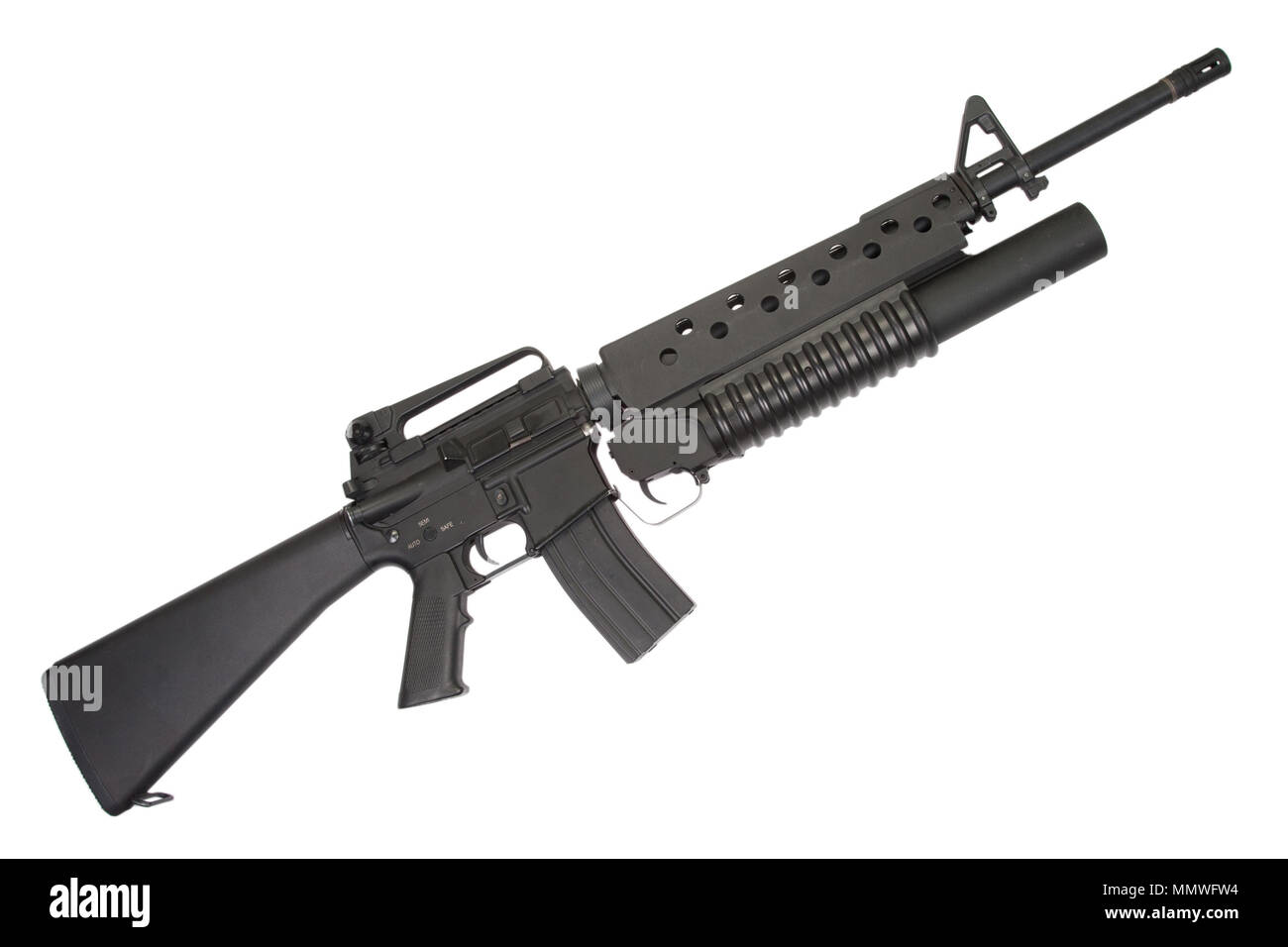Eine M16 A4 Rifle mit einem M203 Granatwerfer ausgestattet ...