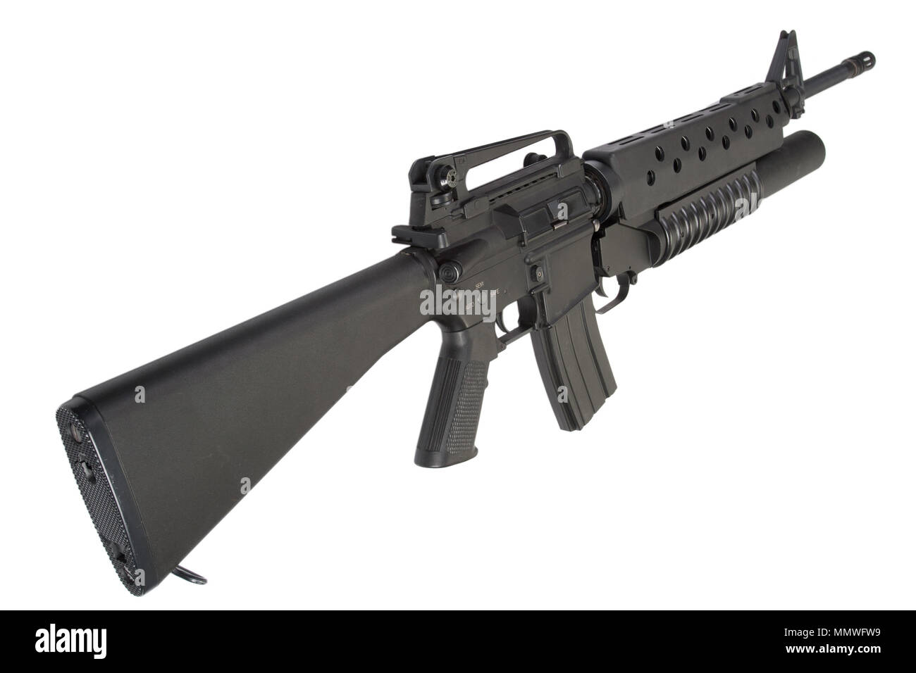 Eine M16 A4 Rifle mit einem M203 Granatwerfer ausgestattet ...