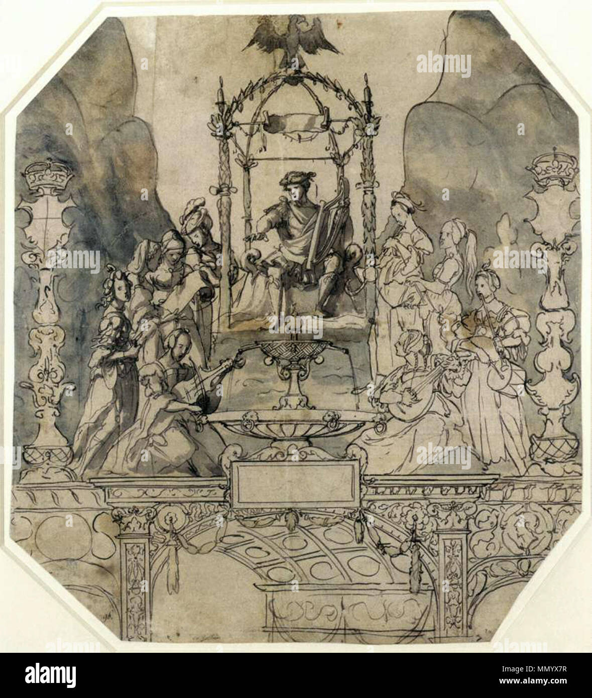 Apollo und die Musen auf Parnassus. 1533. Hans Holbein d. J.-Apollo und ...
