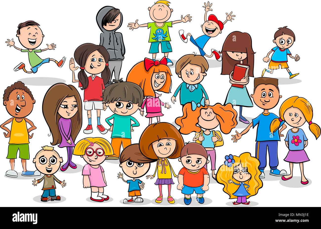 Cartoon Illustration der Vorschule oder elementare Alter Kinder Zeichen ...