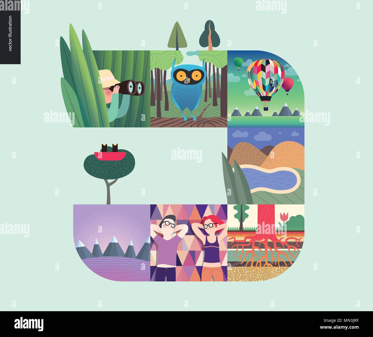 Einfache Dinge - Wald auf einem mint Hintergrund-cartoon Vector ...