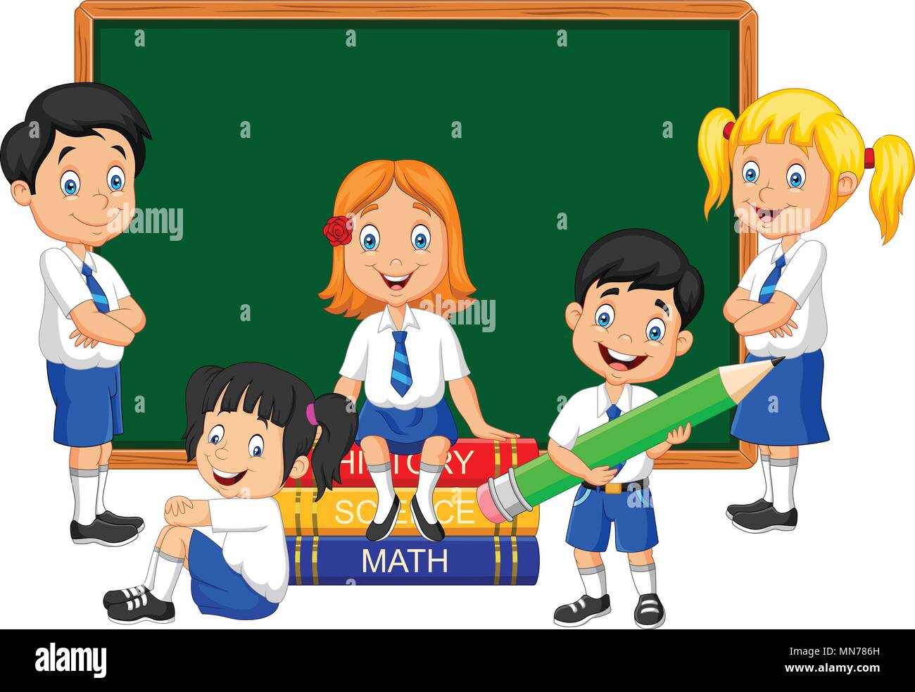 Cartoon Schule Kinder lernen im Klassenzimmer Stock-Vektorgrafik - Alamy