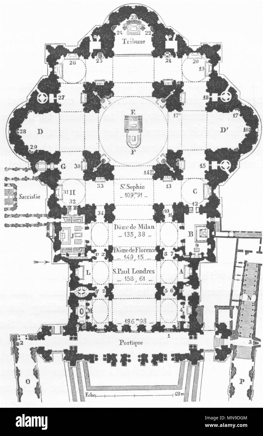 Rom. Plan der Basilika St. Peter 1872 alte antike vintage Bild drucken ...