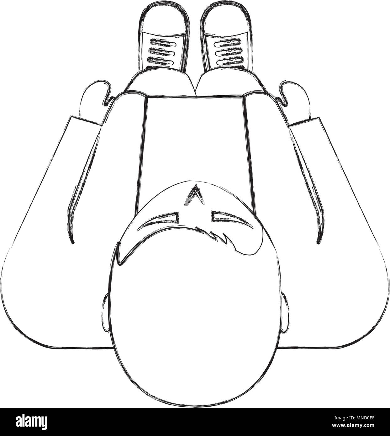 Ansicht von oben stehender junger Mann in Freizeitkleidung Stock ...