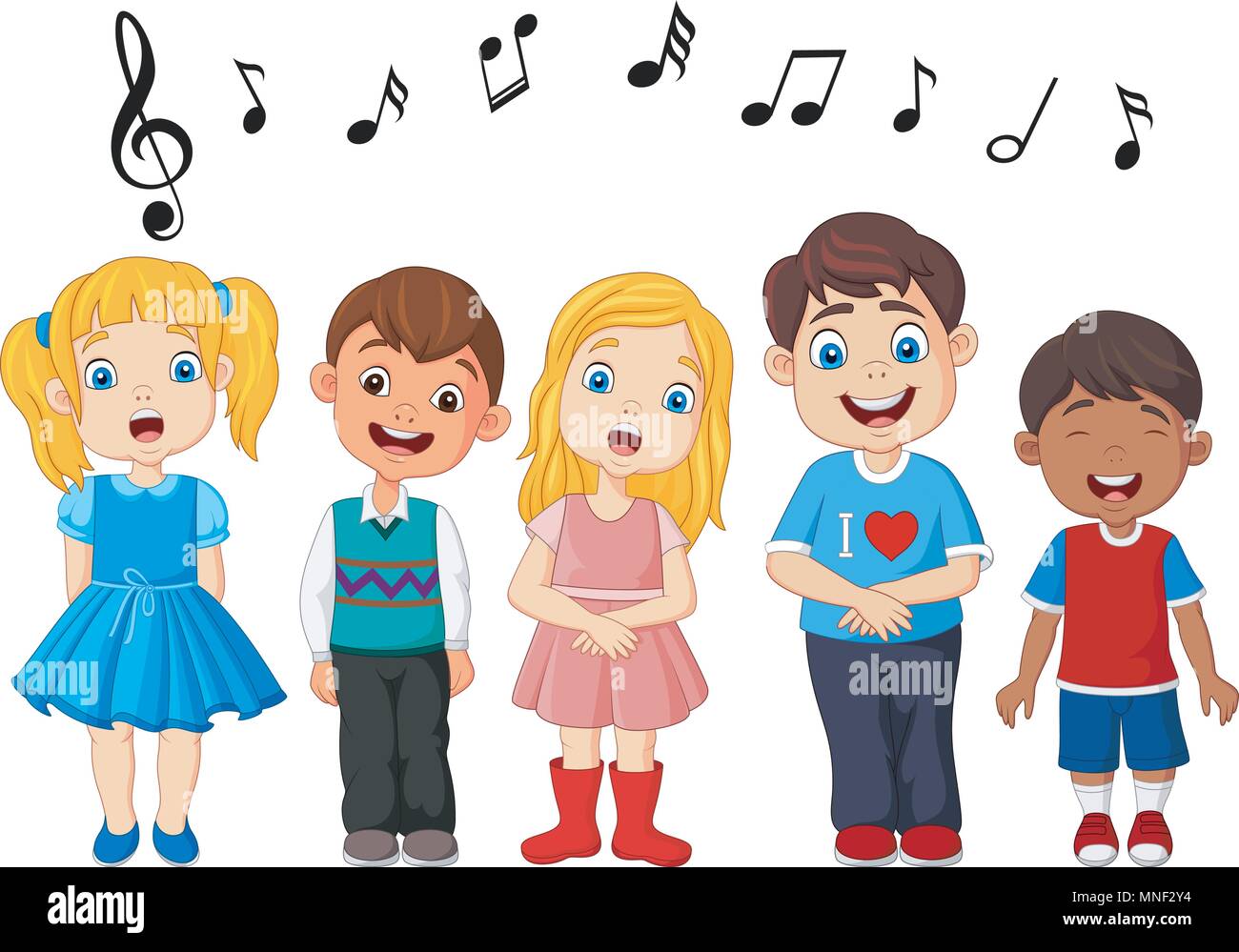 Cartoon Gruppe von Kindern in der Schule Chor Stock-Vektorgrafik - Alamy