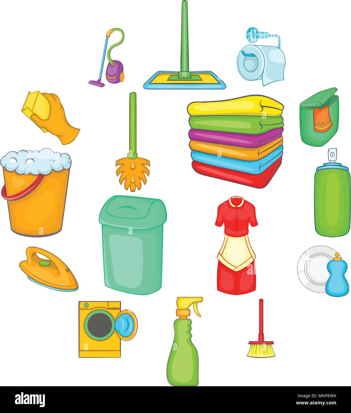 Haushalt Elemente Symbole gesetzt, Cartoon-Stil Stock-Vektorgrafik - Alamy