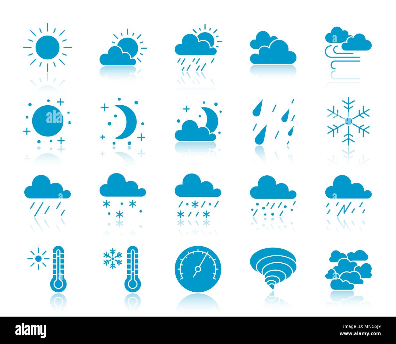 Wetter silhouette Symbole gesetzt. Web sign Kit für Meteorologie. Klima ...
