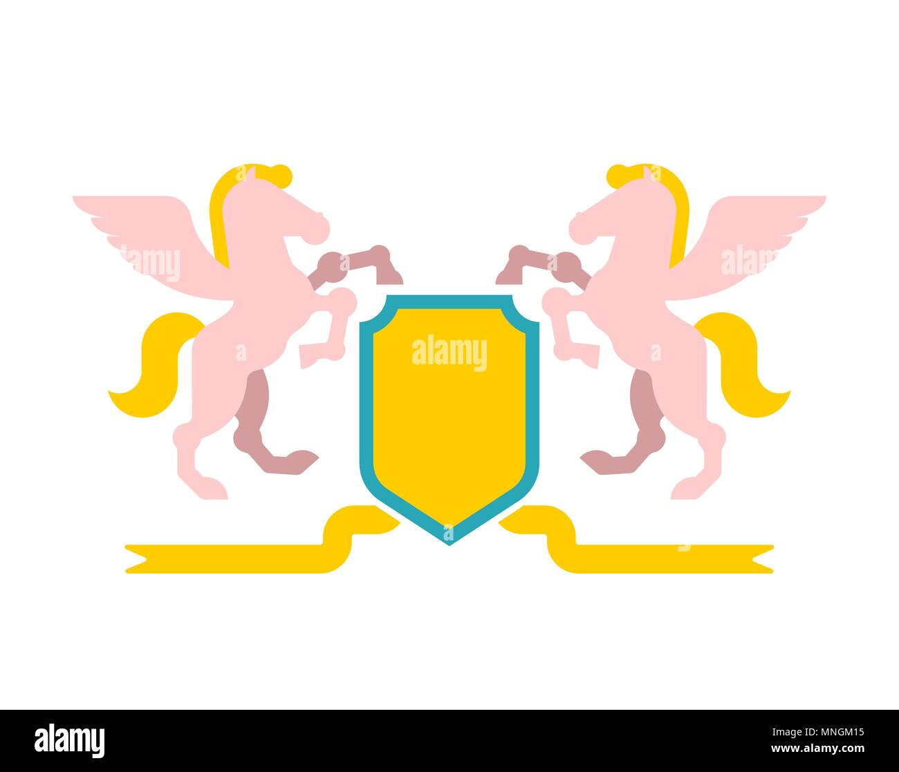 Pegasus und Schild heraldischen Symbol. Zeichen Tier für Wappen. Royal ...