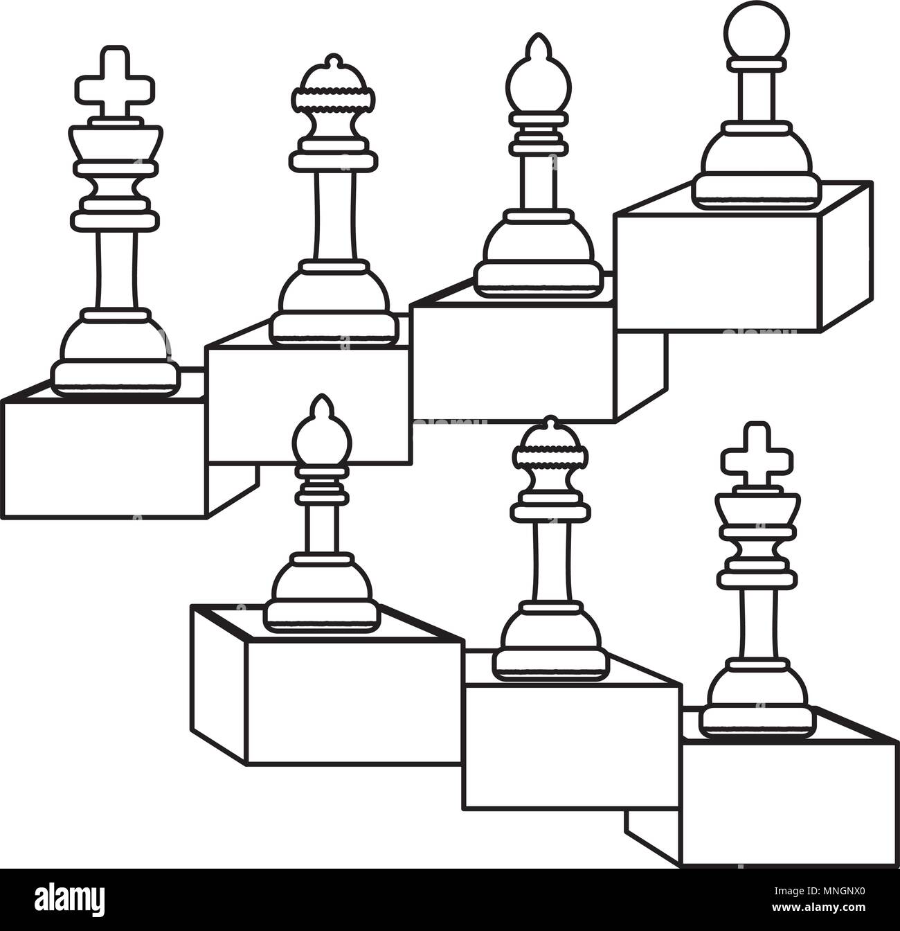 Schachfiguren Design auf weißem Hintergrund, Vector Illustration Stock ...