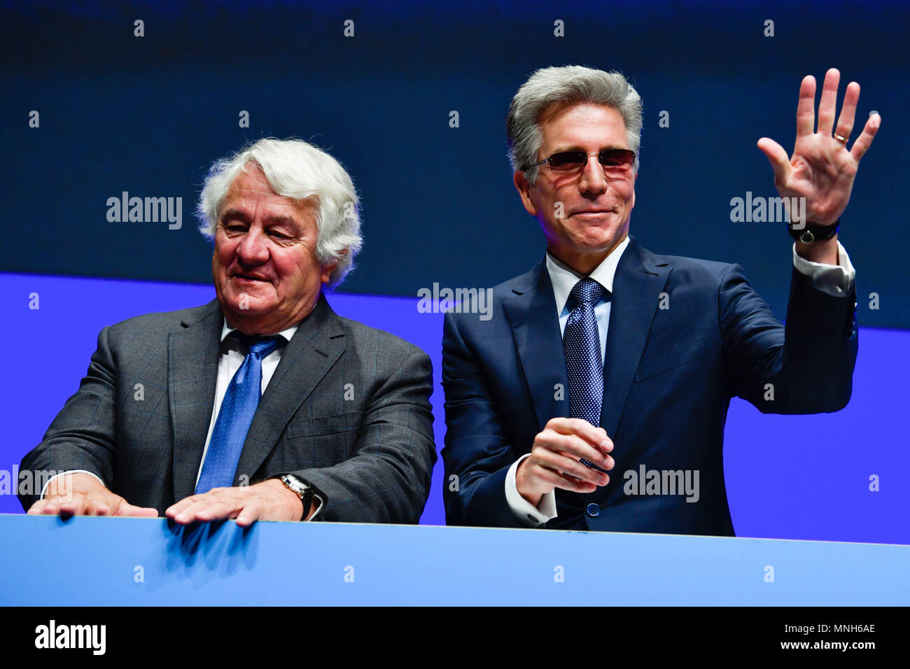 17. Mai 2018, Deutschland, Mannheim: Hasso Plattner (l), Vorsitzender ...
