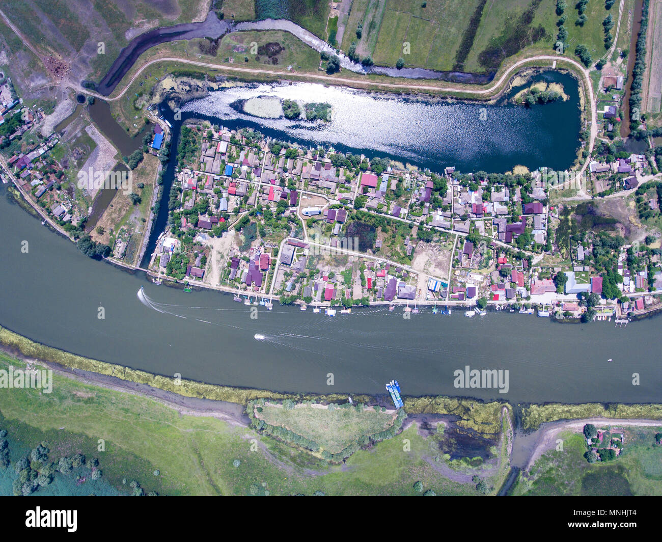 Mila 23 Dorf Donau Delta Rumänien Luftaufnahme Stockfotografie - Alamy