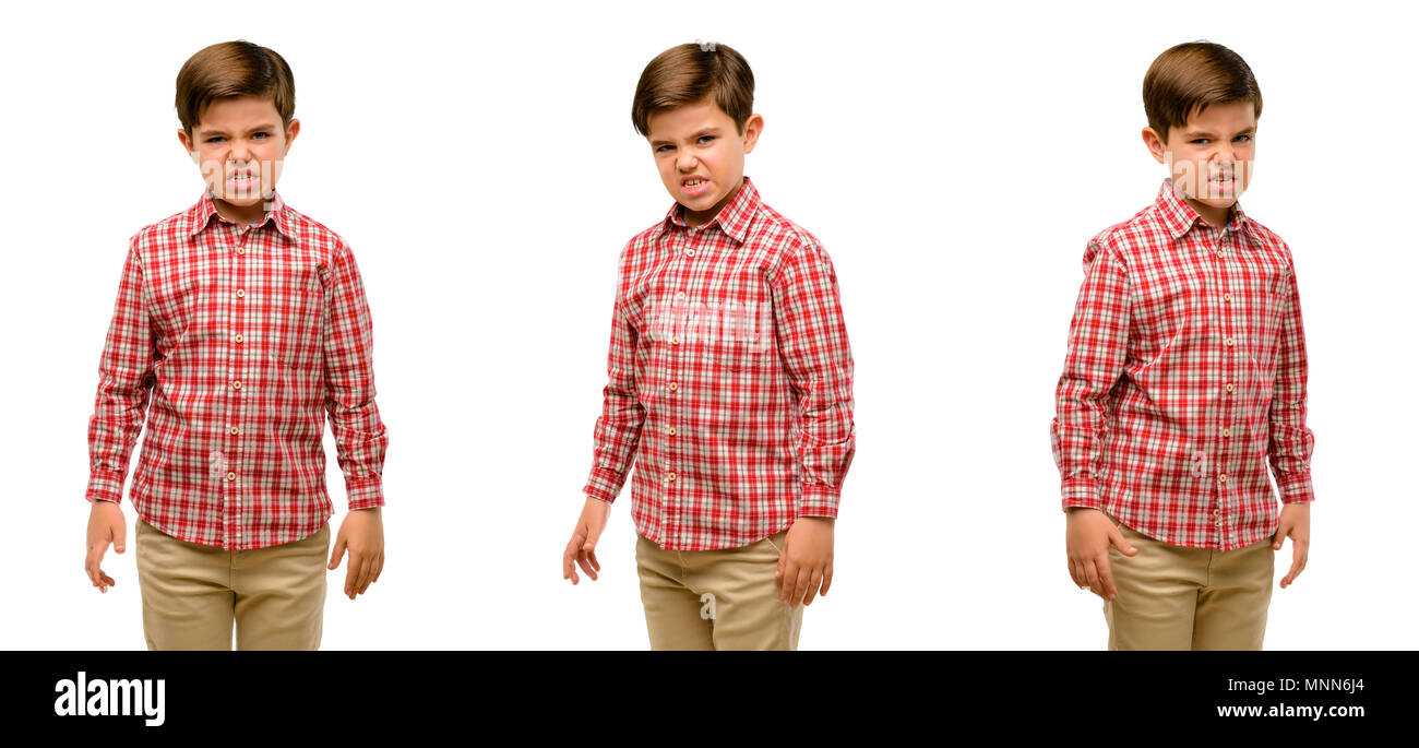 Stattliche Kleinkind Kind mit grünen Augen wütend und stressigen ...