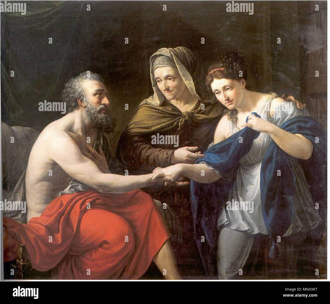 Sara presentando a la sierva egipcia Agar ein su marido Abraham ...