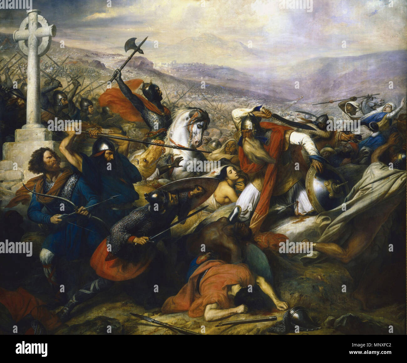 Bataille de Poitiers, en octobre 732. Français: Charles Martel à la ...