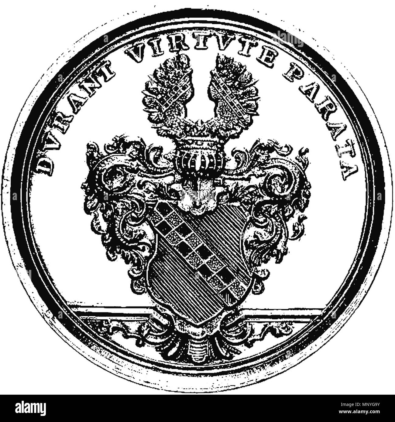 . Wappen der von Zwierlein mit Wahlspruch "Durant virtute Parata ...