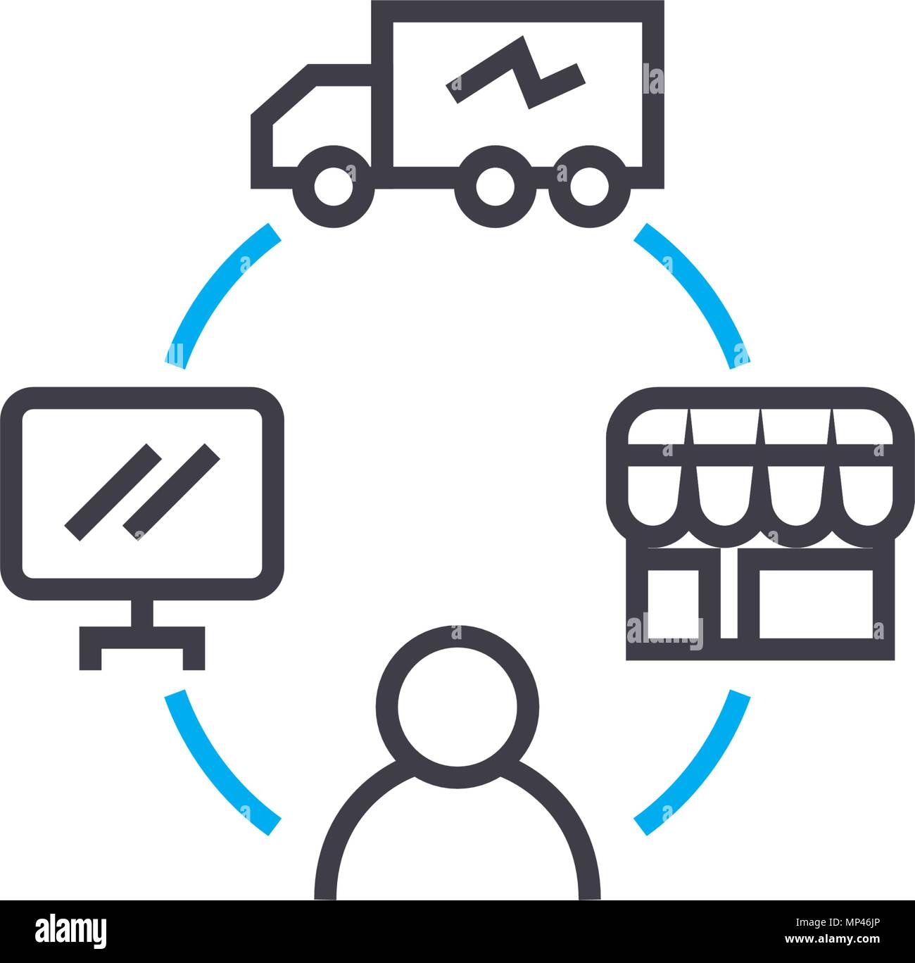 Verwaltung der Logistik lineare Symbol Konzept. Verwaltung der Logistik ...