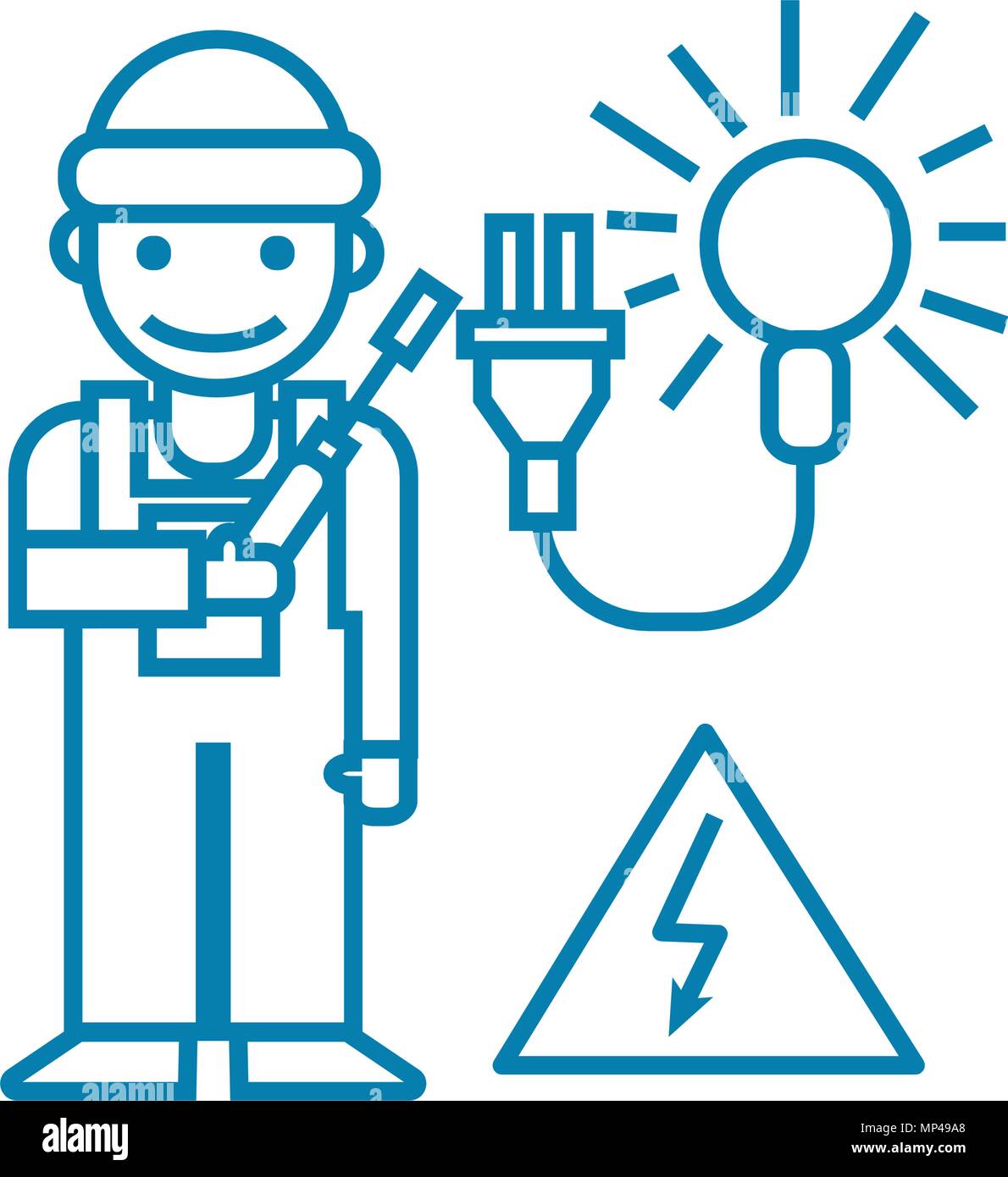Arbeiten als Elektriker lineare Symbol Konzept. Arbeiten als Elektriker ...