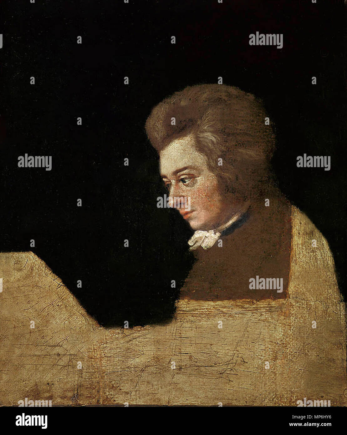 Mozart am Klavier. English: Unvollendetes Porträt Wolfgang Amadeus ...