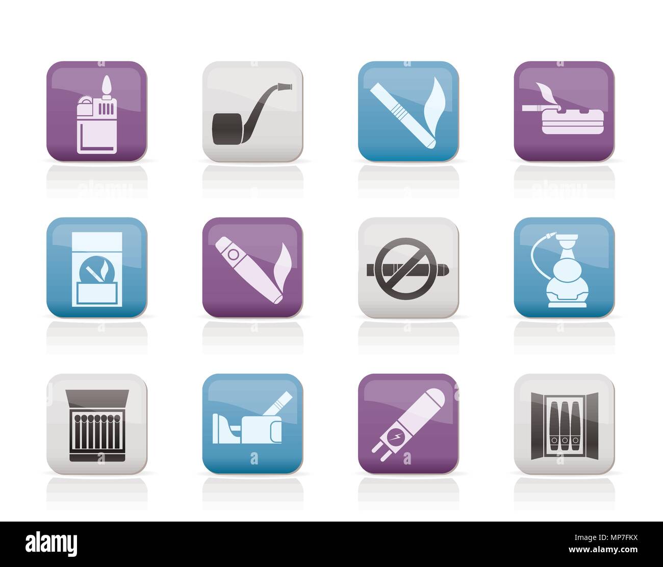 Rauchen und Zigarette Symbole - Vektor Icon Set Stock-Vektorgrafik - Alamy