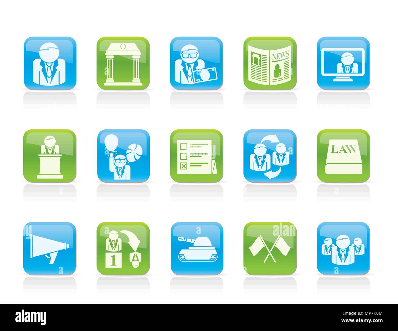 Politik, Wahlen und politische Partei Symbole - Vektor Icon Set Stock ...