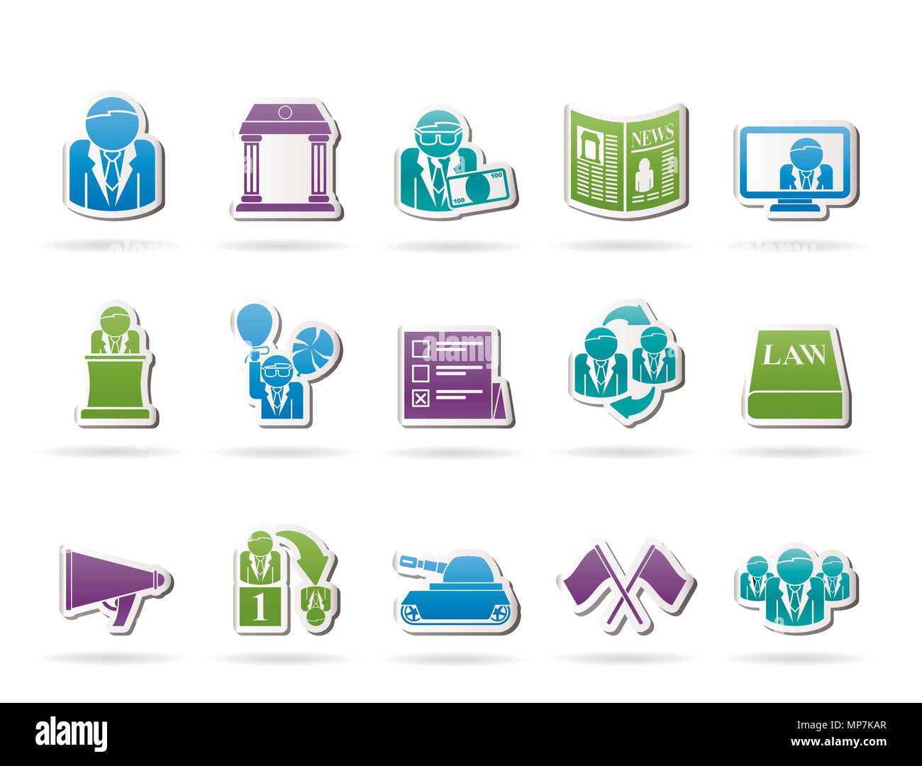 Politik, Wahlen und politische Partei Symbole - Vektor Icon Set Stock ...