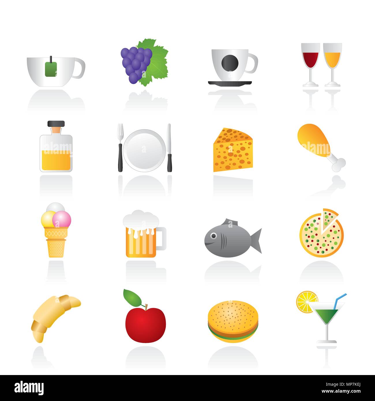 Essen, Trinken und trinken Symbole - Vektor Icon Set Stock-Vektorgrafik ...