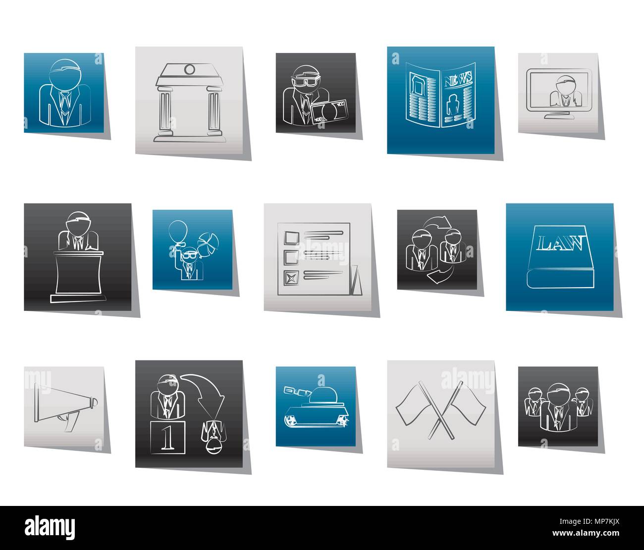 Politik, Wahlen und politische Partei Symbole - Vektor Icon Set Stock ...