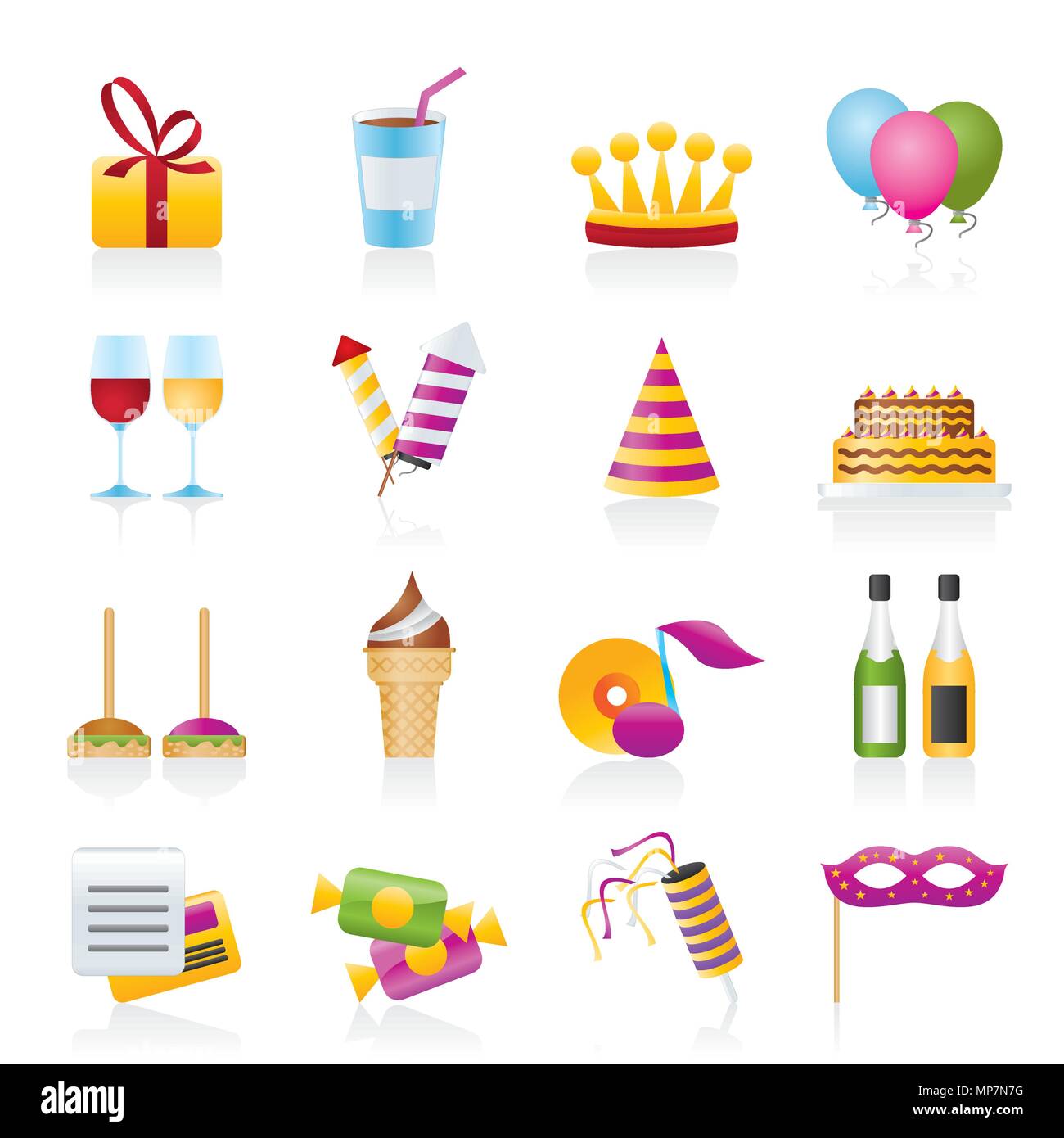 Geburtstag und Party Symbole - Vektor Icon Set Stock-Vektorgrafik - Alamy