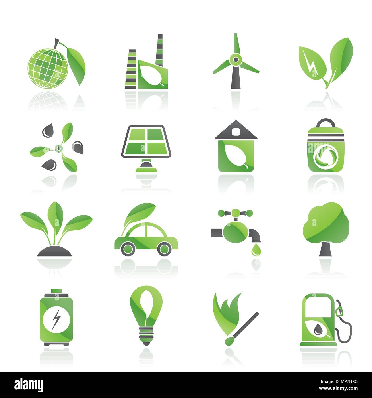 Grüne, Umwelt und Ökologie Symbole - Vektor Icon Set Stock-Vektorgrafik ...